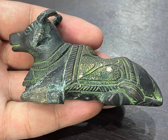 Unique Ancient Persian bronze Cow Statue - Gem