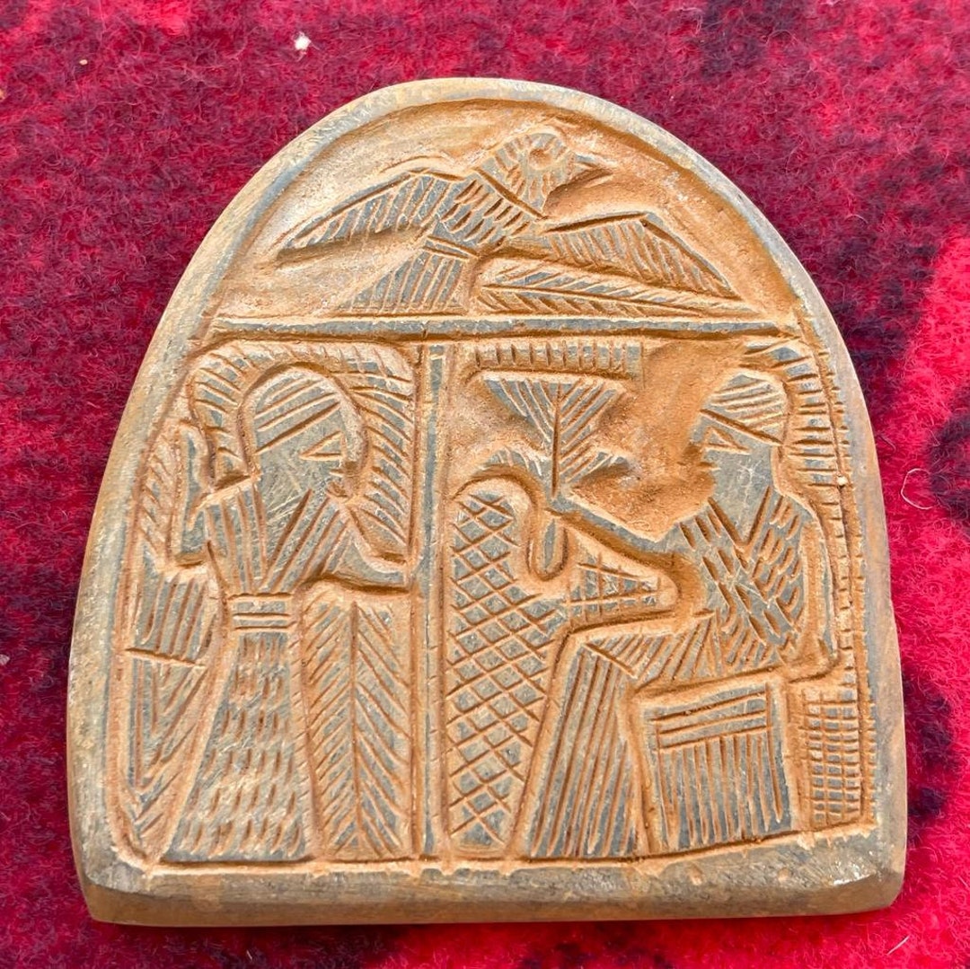 Unique Ancient Middle Eastern Sumerian Stone Kings Birds Intaglio Tile ...