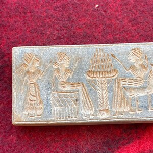 Unique Ancient Near Eastern Sumerian Stone Kings Gathering Engraving ...