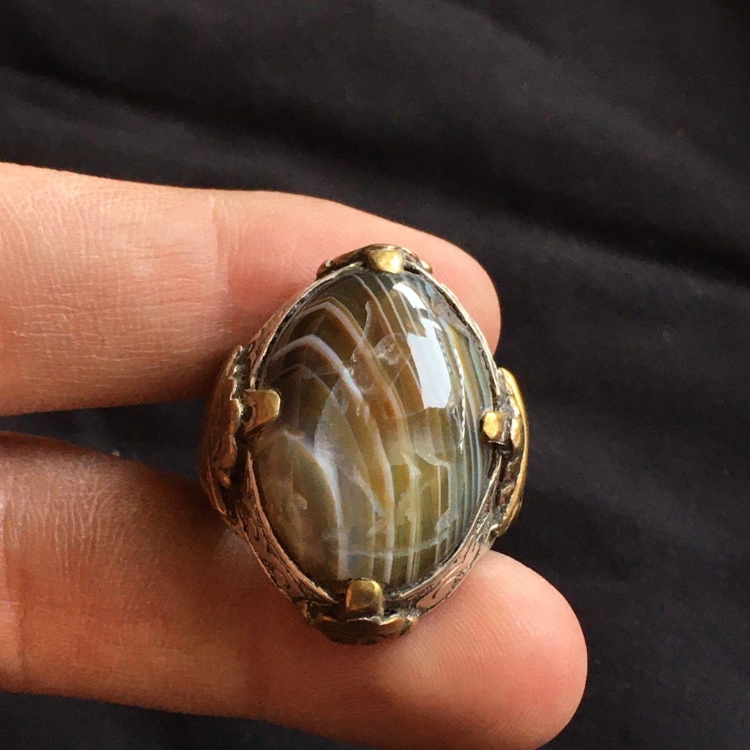 Wonderful Old Afghanistan Agate Haqiq Intaglio Stone Solid Silver Ring ...