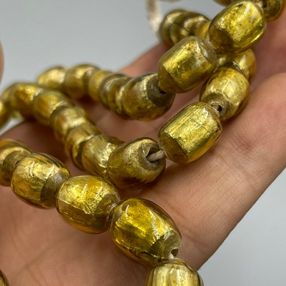 Beautiful Ancient Roman Gold Gilded Glass Beads Neckl… - Gem