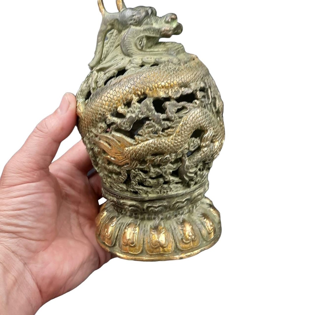 Extremely Rare Ancient Chinese Gold Gilding Bronze Decorative Vase With ...