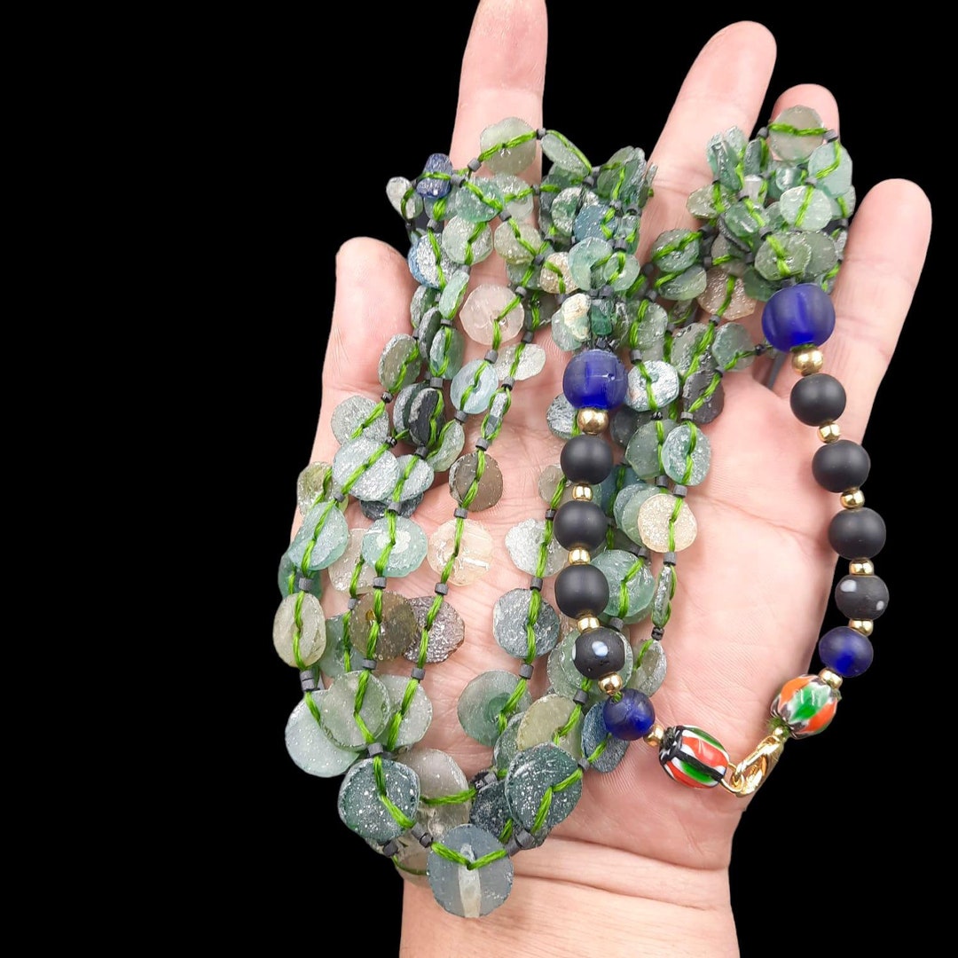 Unique Ancient Roman Glass Rare Beads With Mosiac Glass and Agate Dzi ...