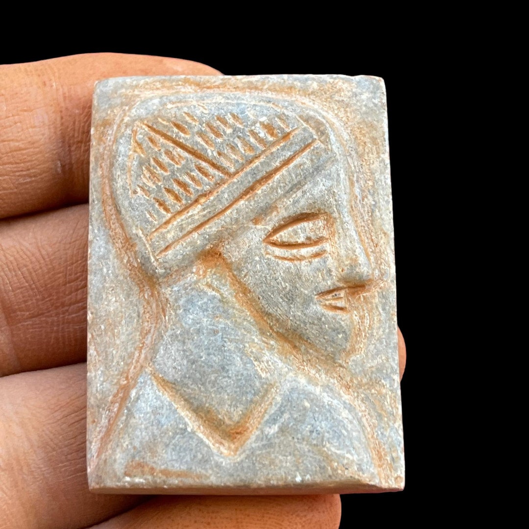 Unique Ancient Middle Eastern Old Stone King Face Engraving Tile Relief ...