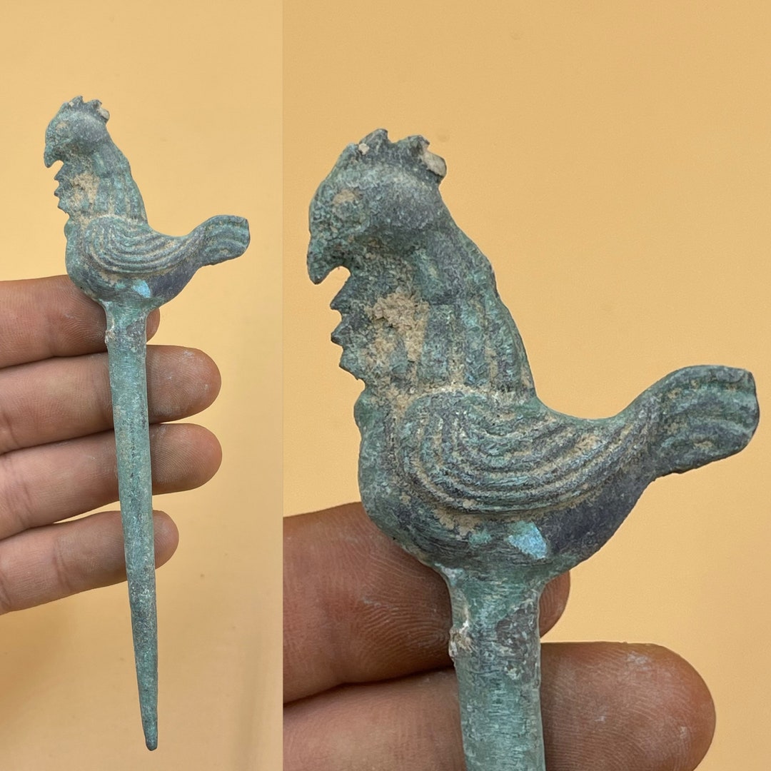 Unique Ancient Roman Bronze Hair Pin With Roster on Top - Etsy