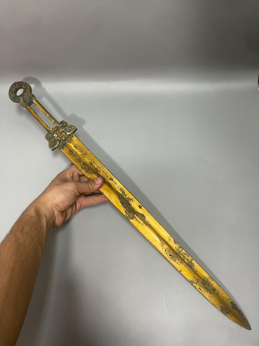 Collectable Piece Ancient Roman Gold Gilding Bronze Sword With ...
