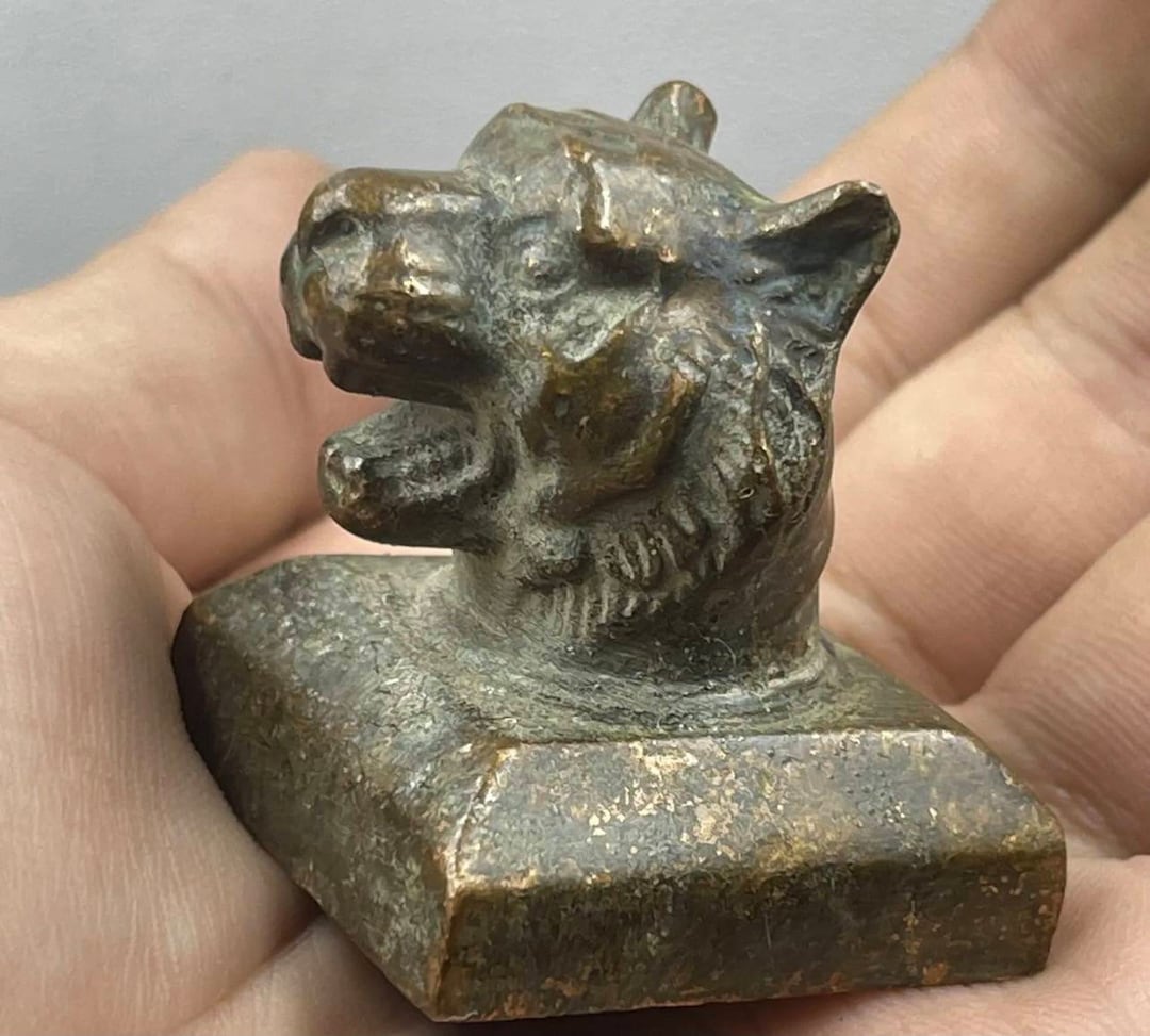 Ancient Roman Bronze Stamp: Lion Head Engraving, Rare Artifact - Etsy