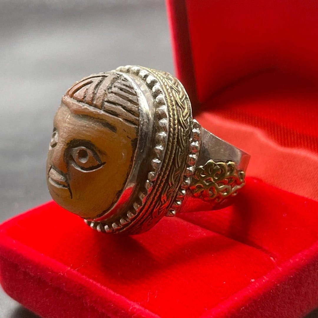 Ancient Roman Agate Face Ring: Carved Stone, Solid Silver - Etsy