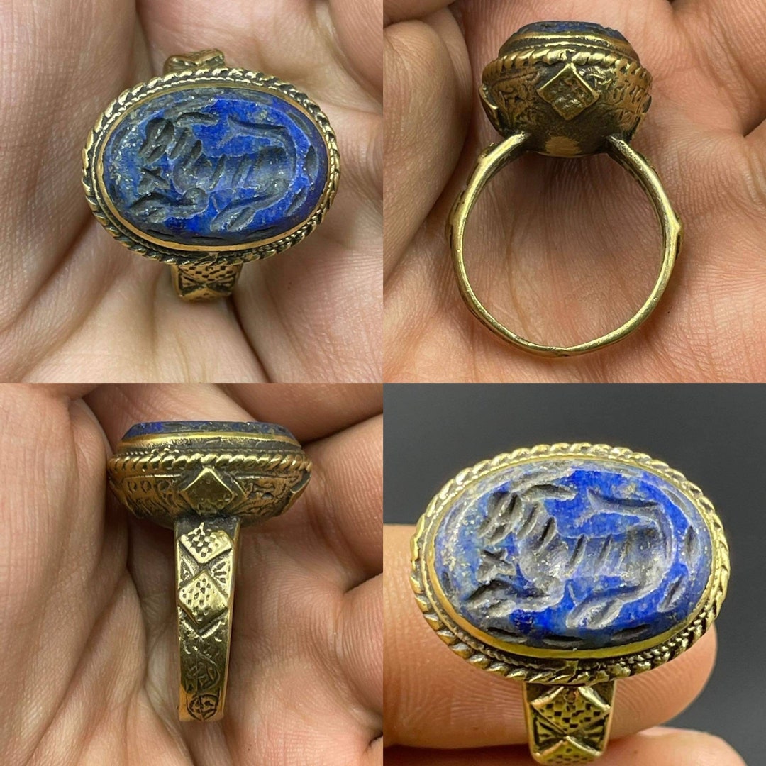 Very Beautiful Near Eastern Old Gold Gilding Bronze Lapis Lazuli ...