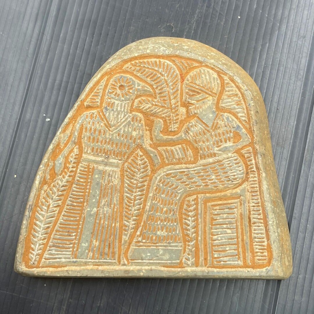Unique Ancient Near Eastern Old Stone King and Beast Engraving Tablet ...
