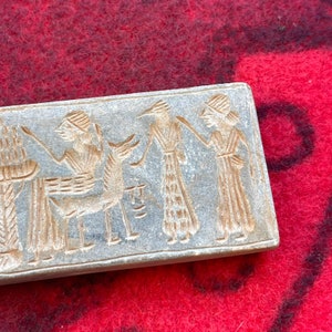 Unique Ancient Near Eastern Sumerian Stone Kings Gathering Engraving ...