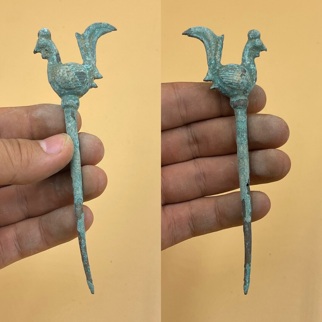 Unique Rare Ancient Roman Bronze Hair Pin With Roster on Top - Etsy