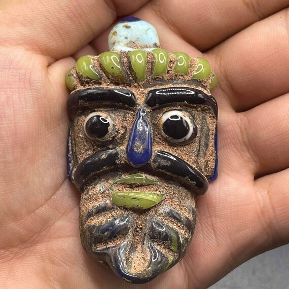 Beautiful Ancient Old Phoenician Mosaic Glass Male Fa… - Gem