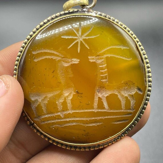 Ancient Roman agate Intaglio stone animals Engraved o… - Gem