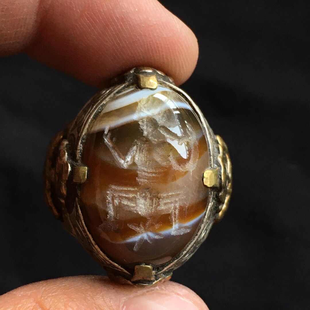 Very Beautiful Old Ancient Afghani Agate Aqeeq King Intaglio Stone ...
