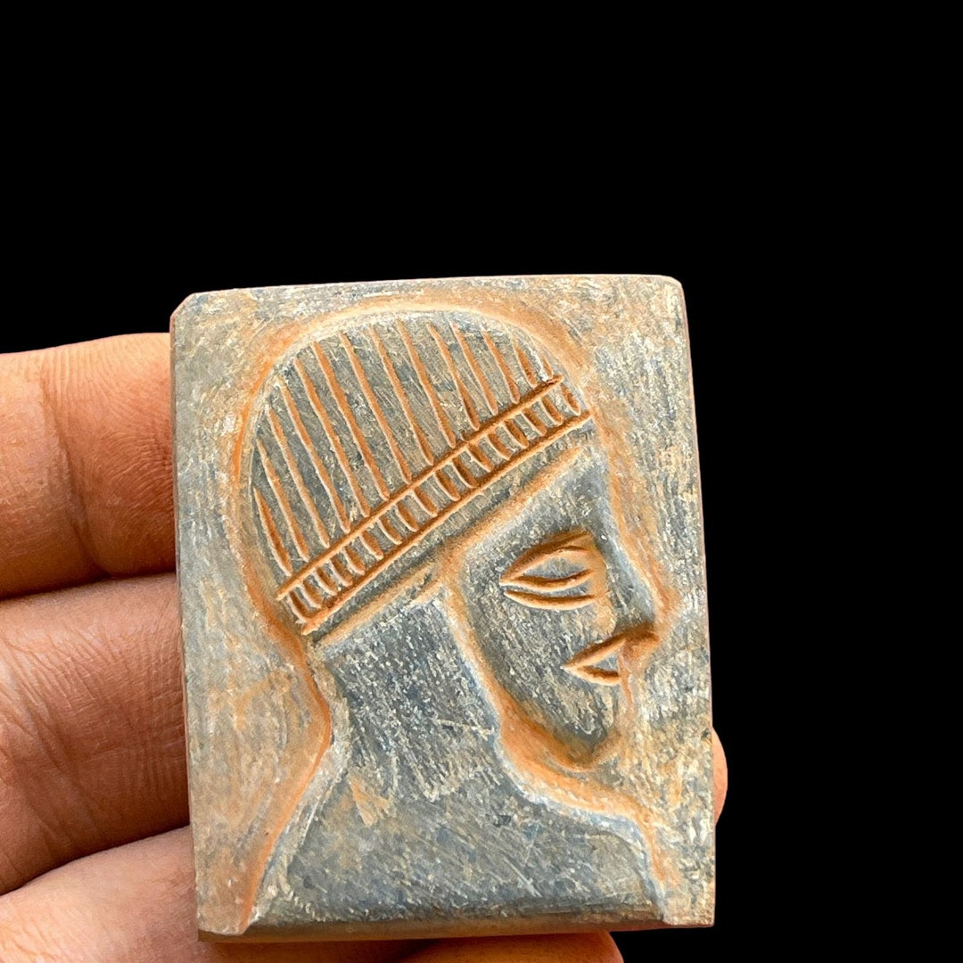 Unique Ancient Near Eastern Chlorite Stone King Face Carving Tablet - Etsy