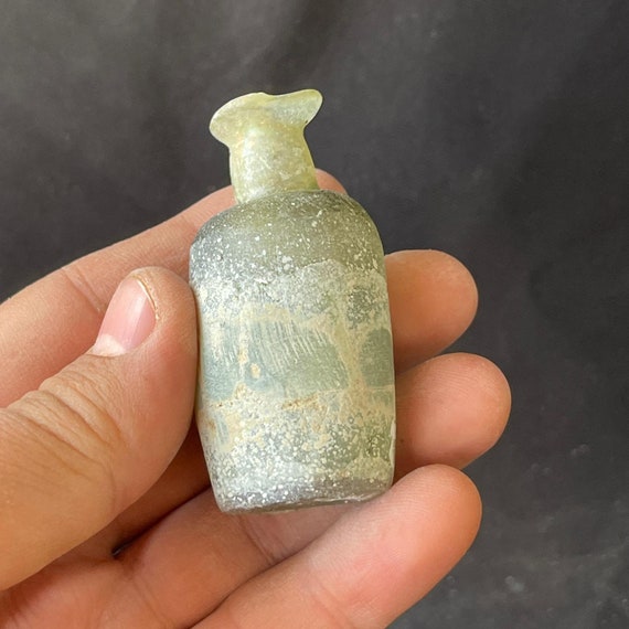 Beautiful Old Ancient Roman irdescent Blue glass bott… - Gem