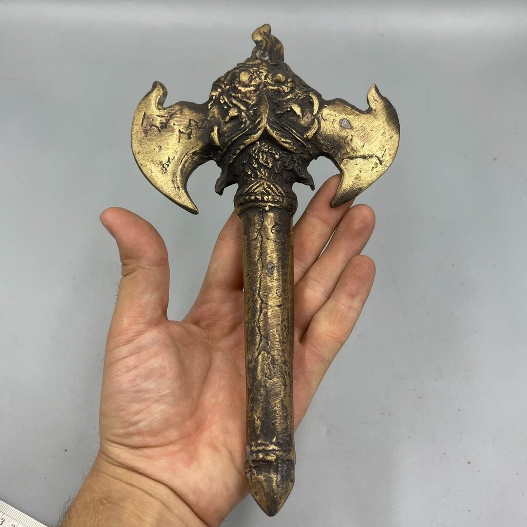 Unique Ancient Near Eastern Old Bronze Axe With Mythical Beast Terminal ...