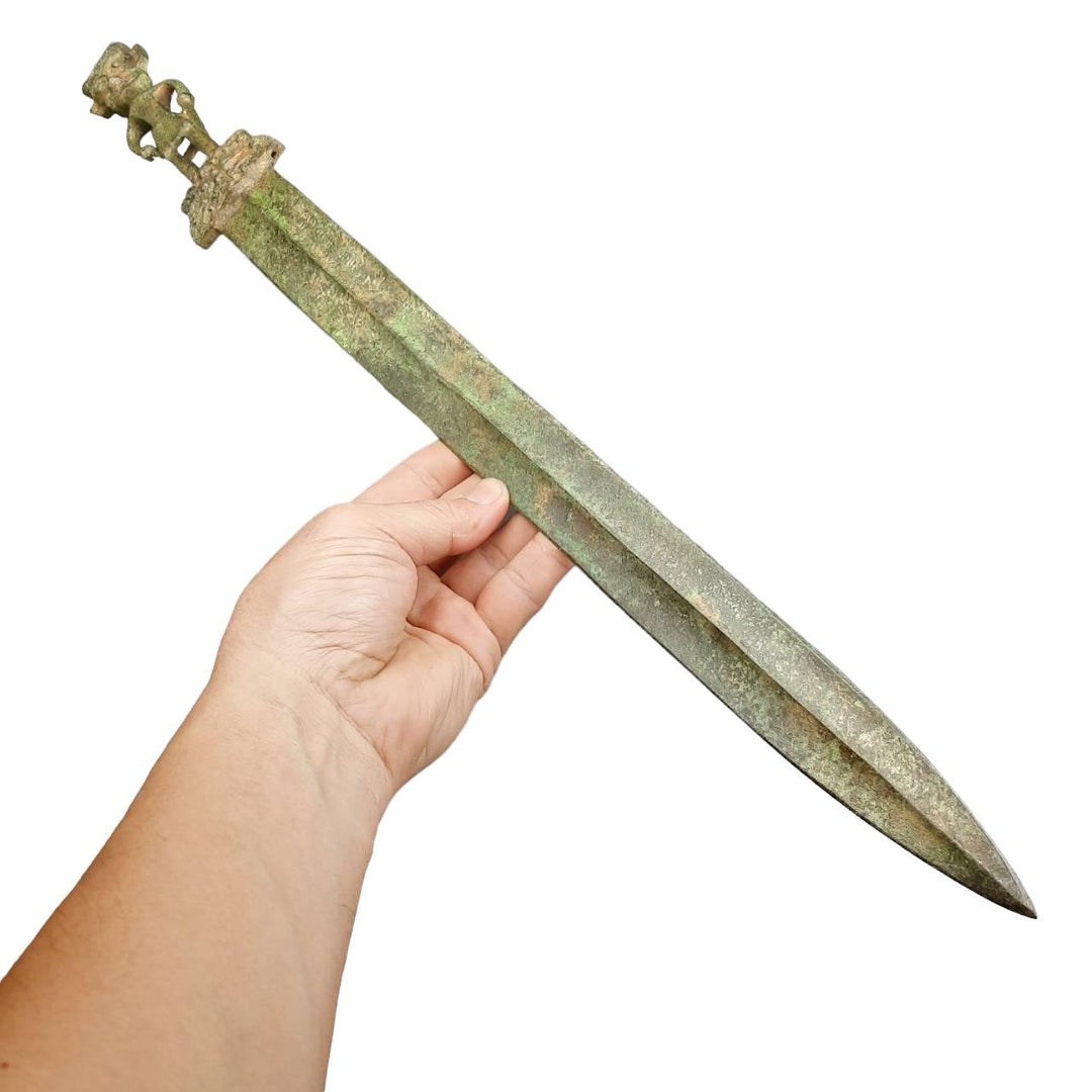 Unique Ancient Roman Bronze Sword With Human Figure Engraving on Handle ...