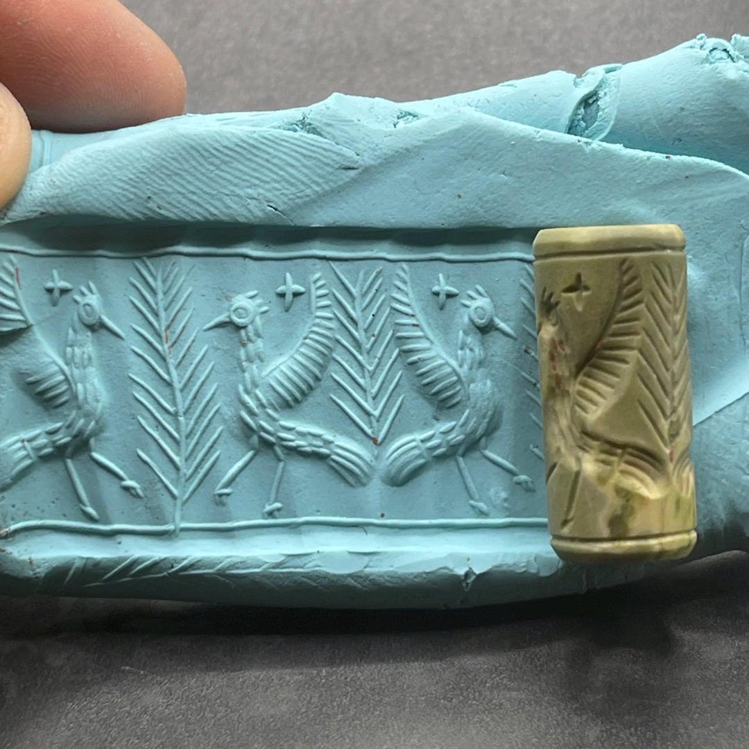 Unique Ancient Near Eastern Jade Stone Cyclical Seal Bead With ...