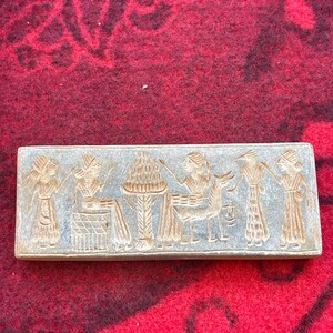 Unique Ancient Near Eastern Sumerian Stone Kings Gathering Engraving ...