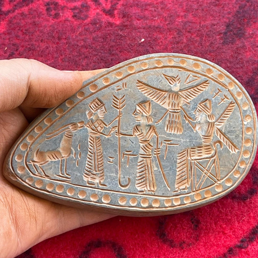 Ancient Sumerian Stone Tile Relief: King and Animals - Etsy