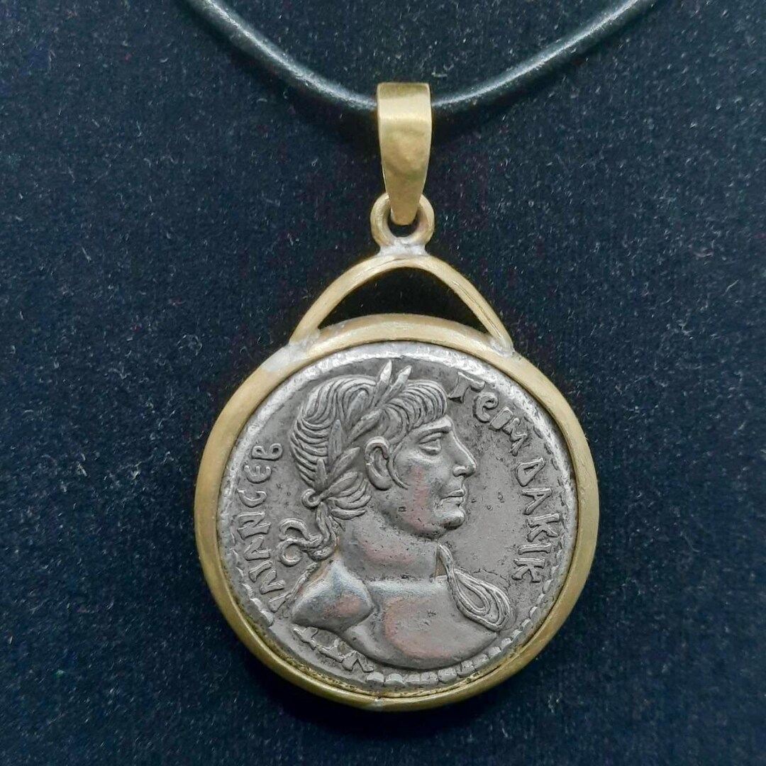 Unique Antique Bactrian Bronze King Coin With Gold Gilded Cover Pendant ...