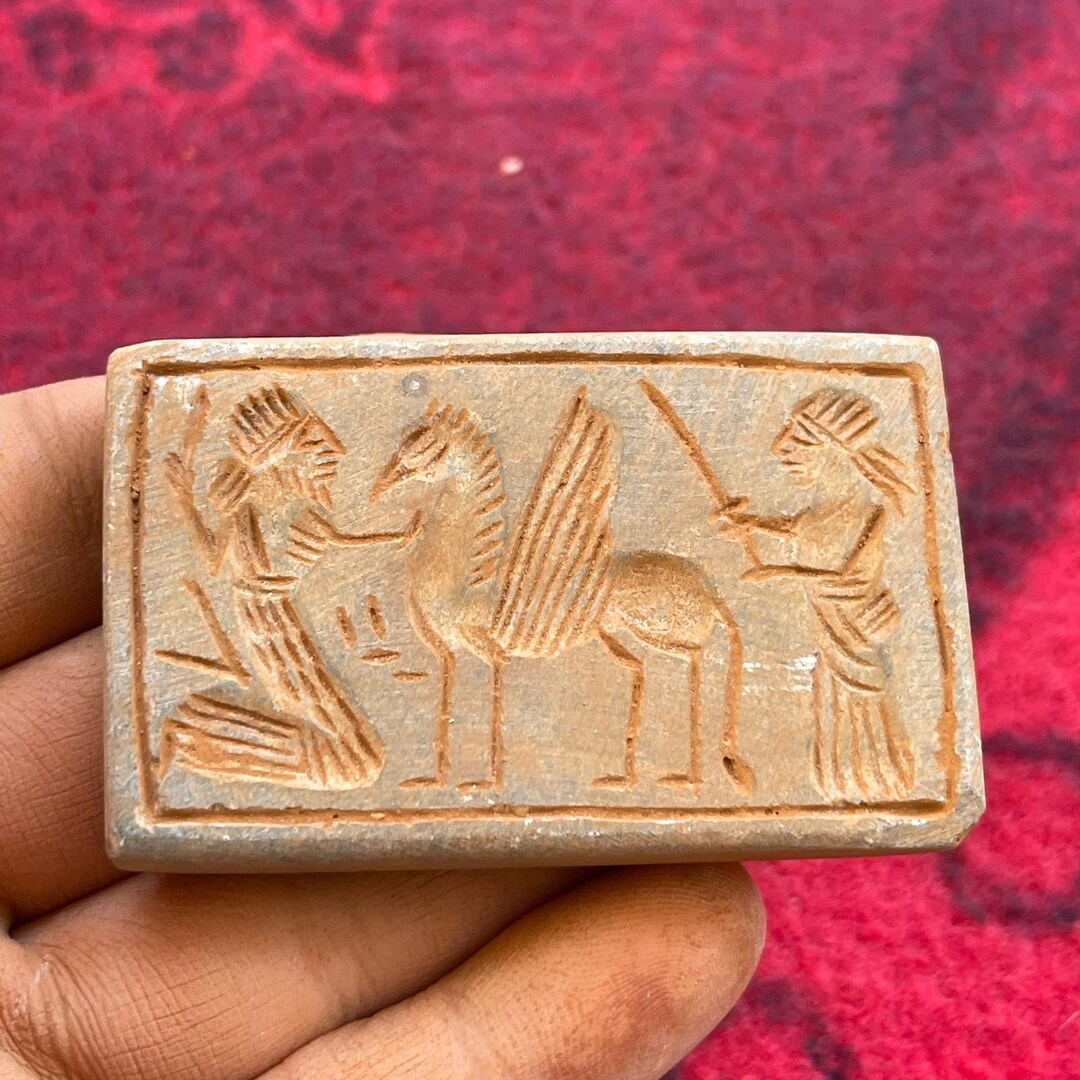 Unique Ancient Near Eastern Sumerian Stone Warriors Engraving Tile ...