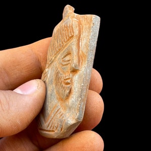 Immaculate Ancient Near Eastern Chlorite Stone King Face Carving ...