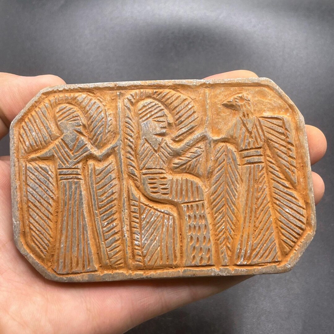 Ancient Near Eastern Old Stone Mythical Creature and King Seated ...