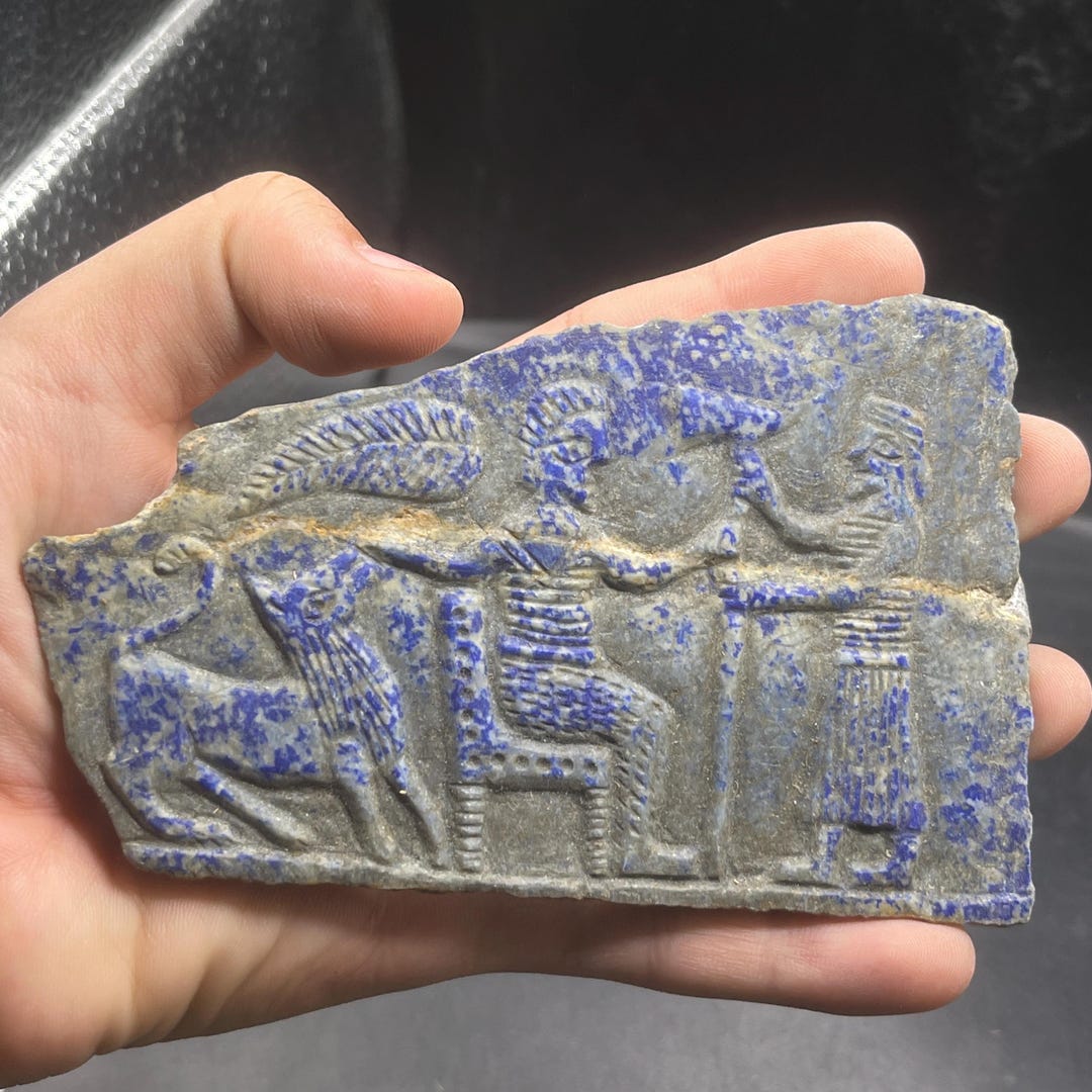 Ancient Near Eastern Sassanian Lapis Lazuli Carving Stone Tablet ...