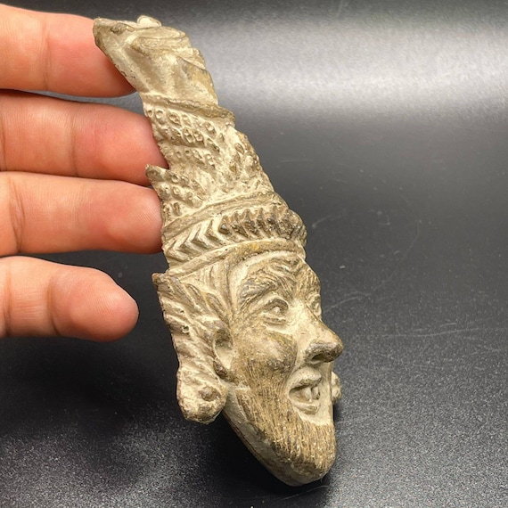 Ancient Near Eastern Old Terracotta Human Face Carved… - Gem