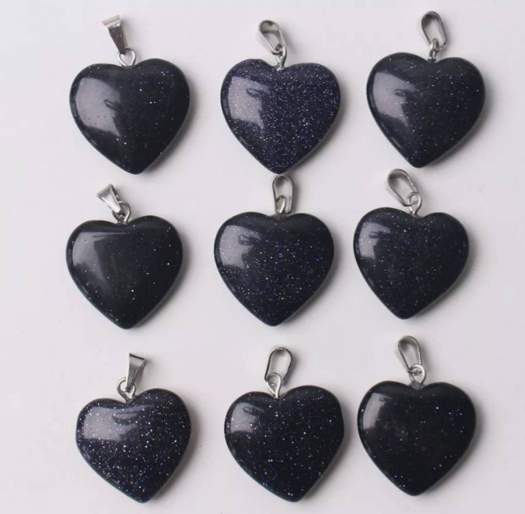 1 Pcs Blue Sandstone Heart Shape Pendant Gemstone Necklace - Etsy