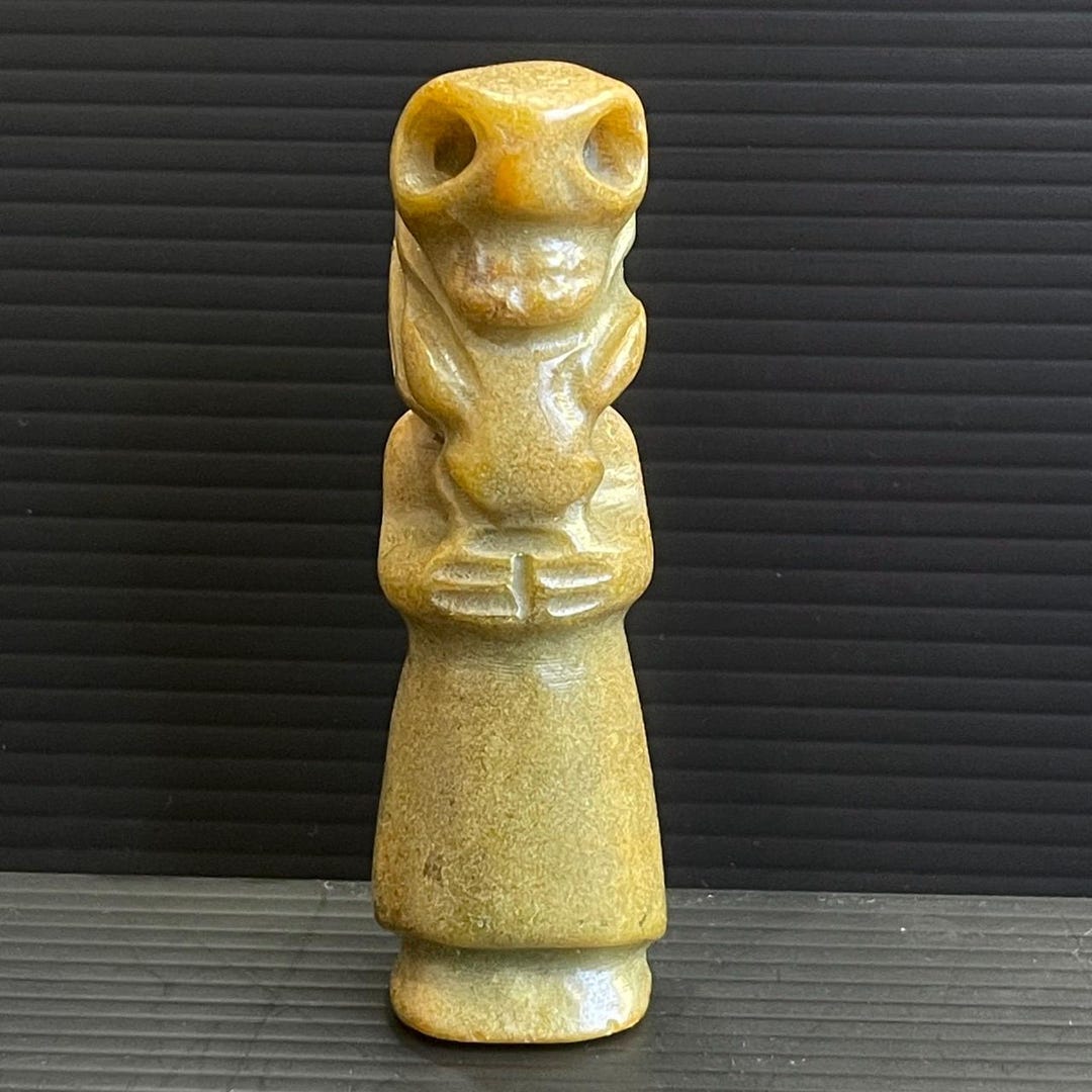 Old Antique Engraved Ancient Mongolian Stone Engraved Idol, Alien ...