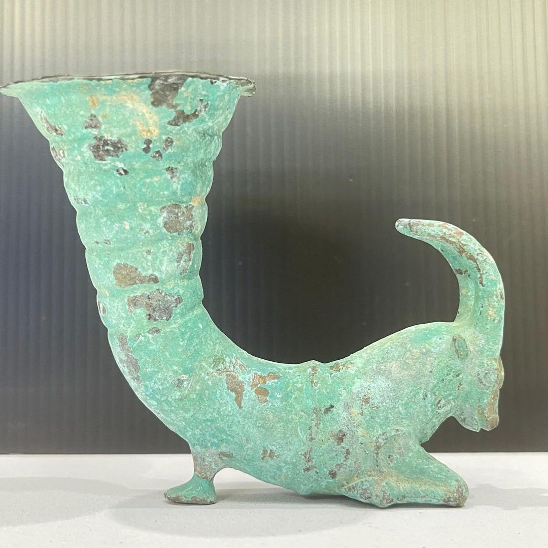 500BCE Extremely Rare Ancient Persian Bronze Vessel Rhyton in the Form ...