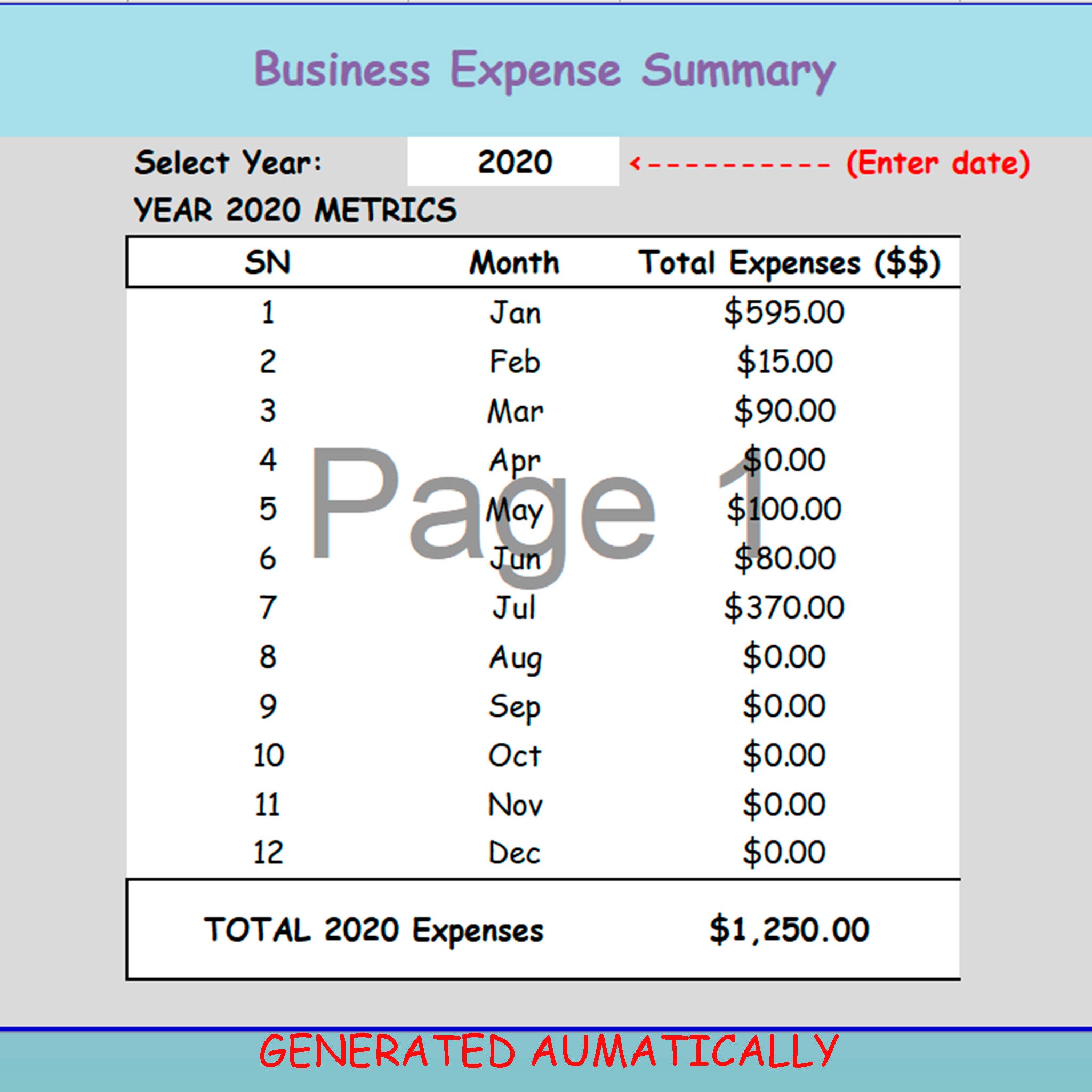 Business Expense Tracker Excel Spreadsheet for Small Business - Etsy