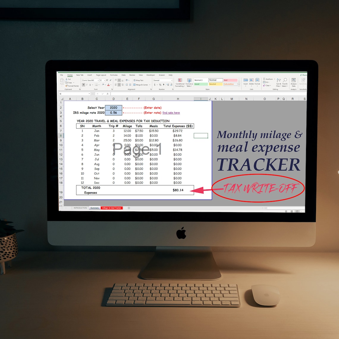 Small Business Car Mileage Tracker Excel Template | Expense Tracker - Etsy