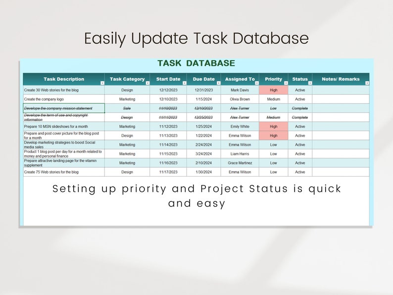 Task Tracker Multi-team Management With Task Priority, Action Item Planner for Employee List - Etsy