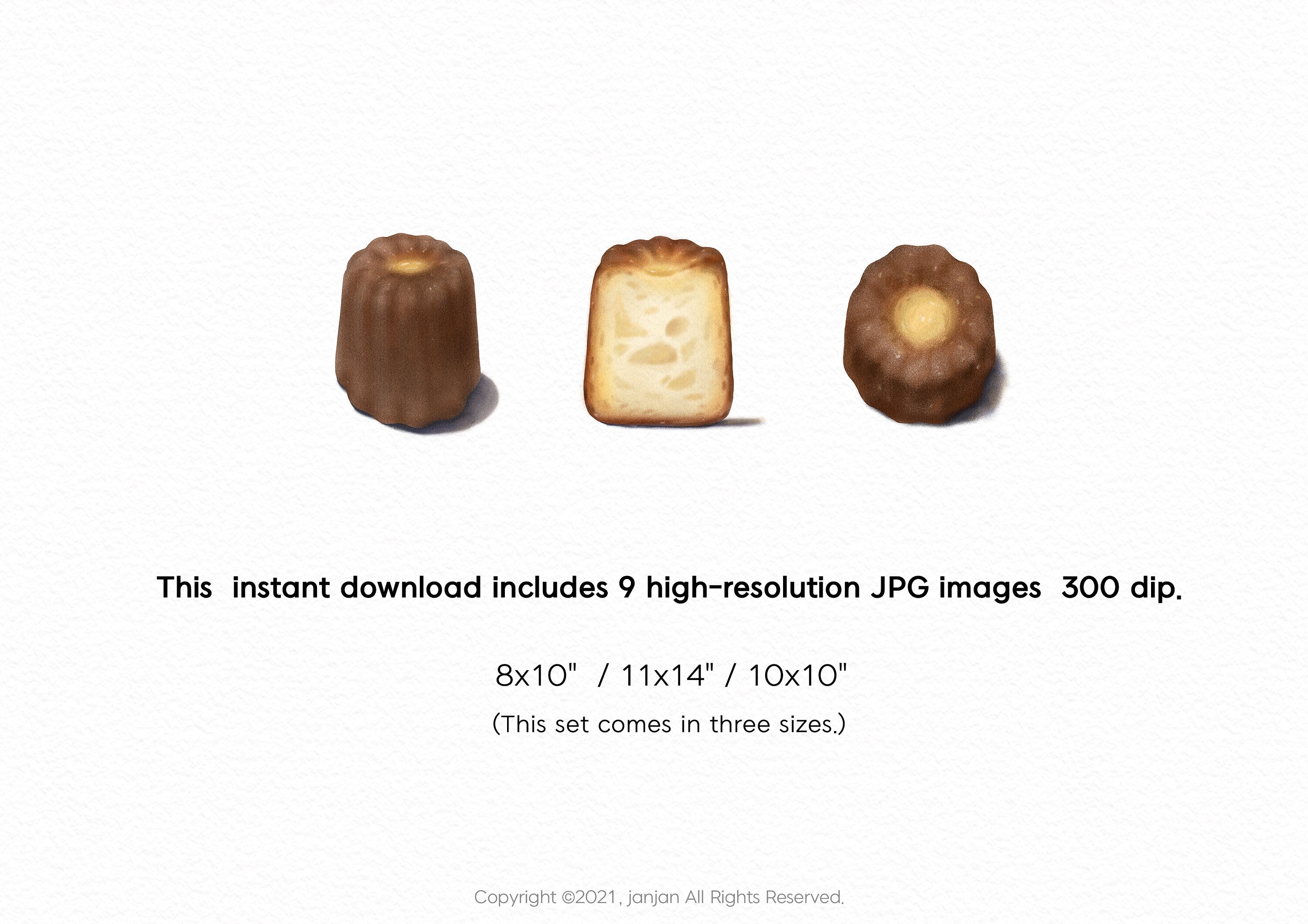 Canele Wall Decor Set of 3/printable Kitchen Wall Decor/kitchen Wall ...