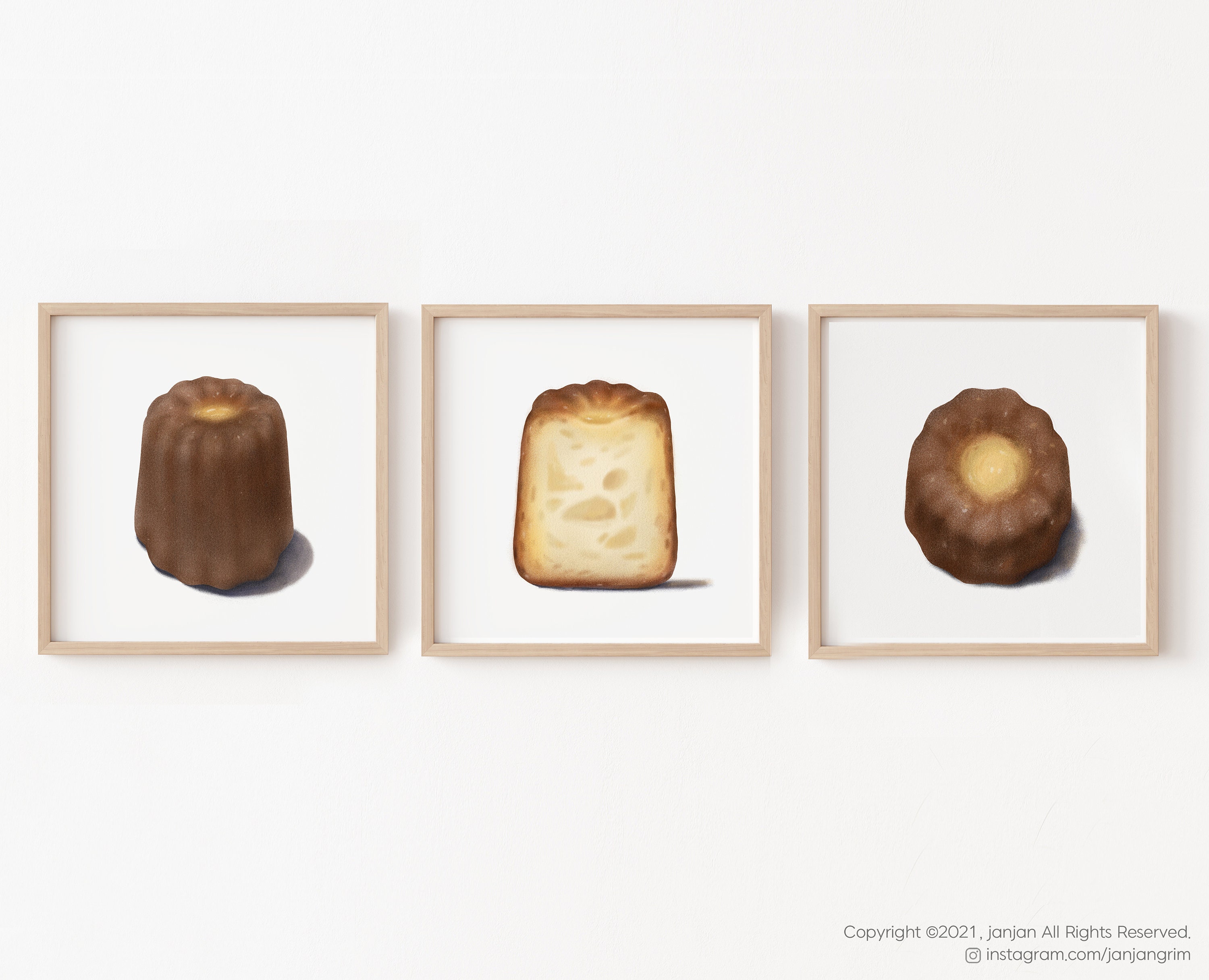 Canele Wall Decor Set of 3/printable Kitchen Wall Decor/kitchen Wall ...