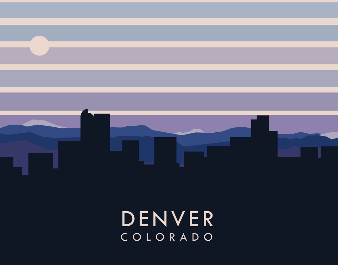 Denver Skyline Print With Mountains Colorado Wall Art Rocky - Etsy