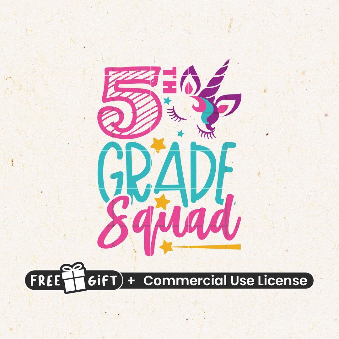 Fifth Grade Squad School Girls Svg Png, Unicorn School Png, Rainbow Svg ...