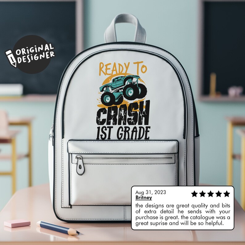 Ready to Crash First Grade Svg Png, Monster Truck Png, Boys Back to ...