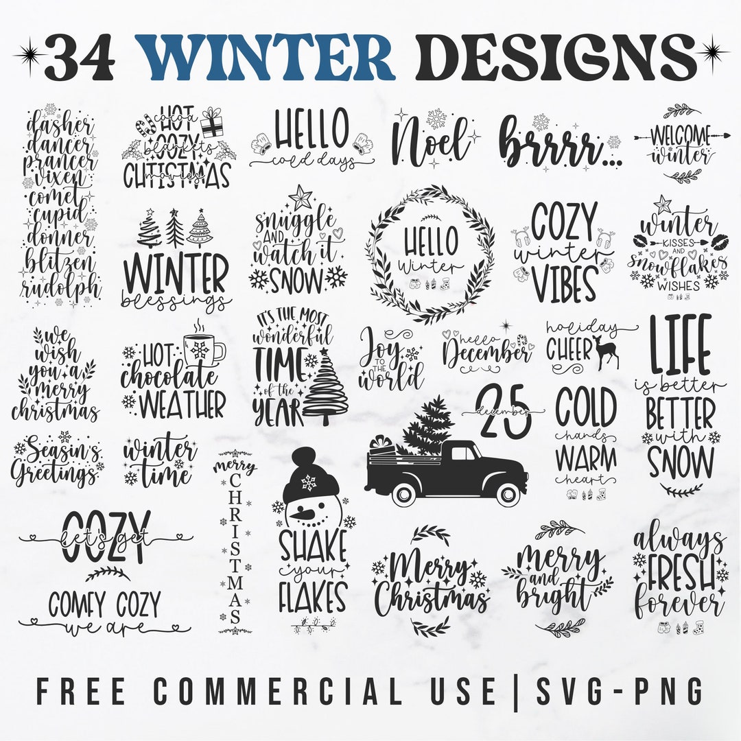 Winter Bundle Svg, Christmas Svg, Winter Svg, Winter Quotes Svg ...
