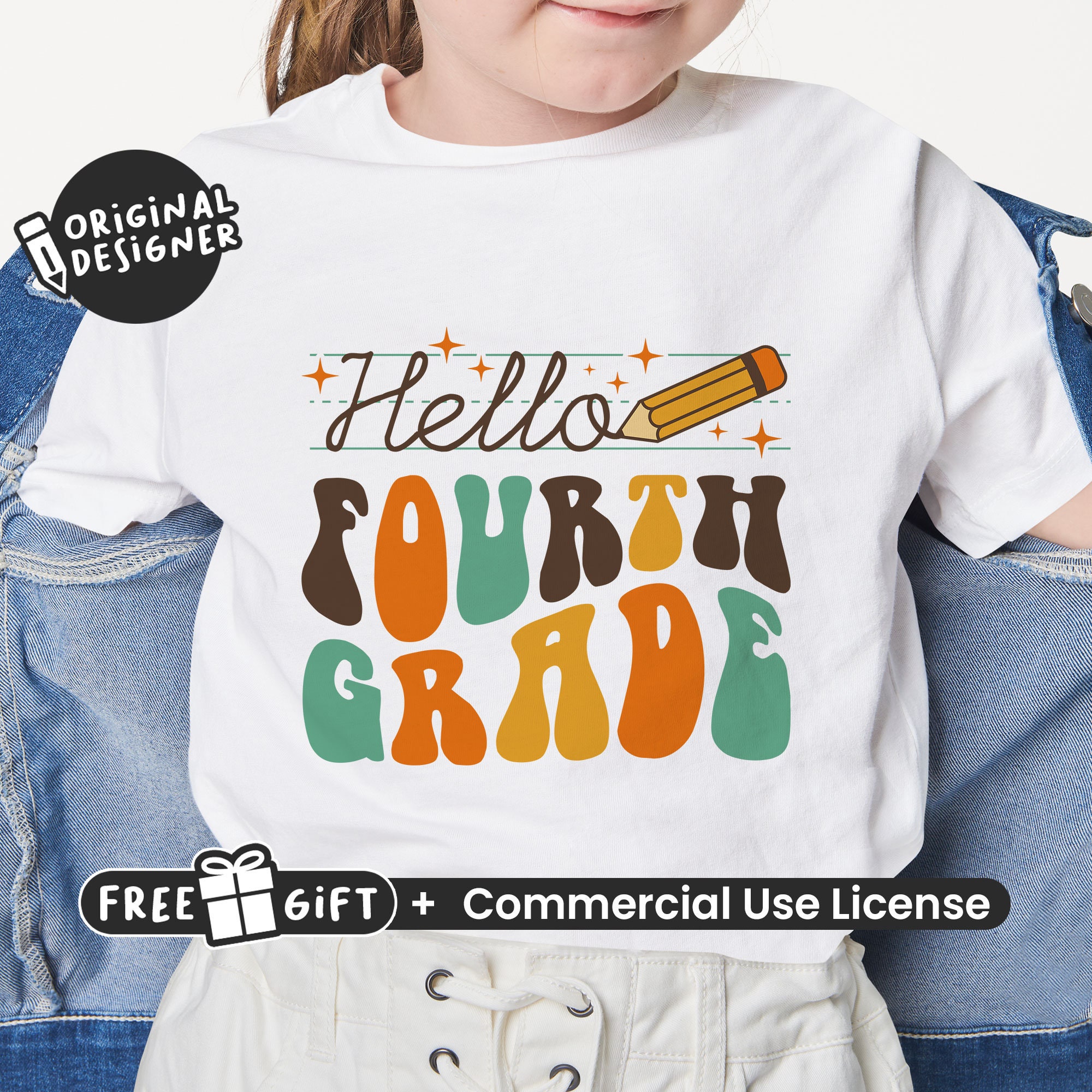 Hello Fouth Grade Retro Wavy Svg Png, Hello School Svg, Back to School ...