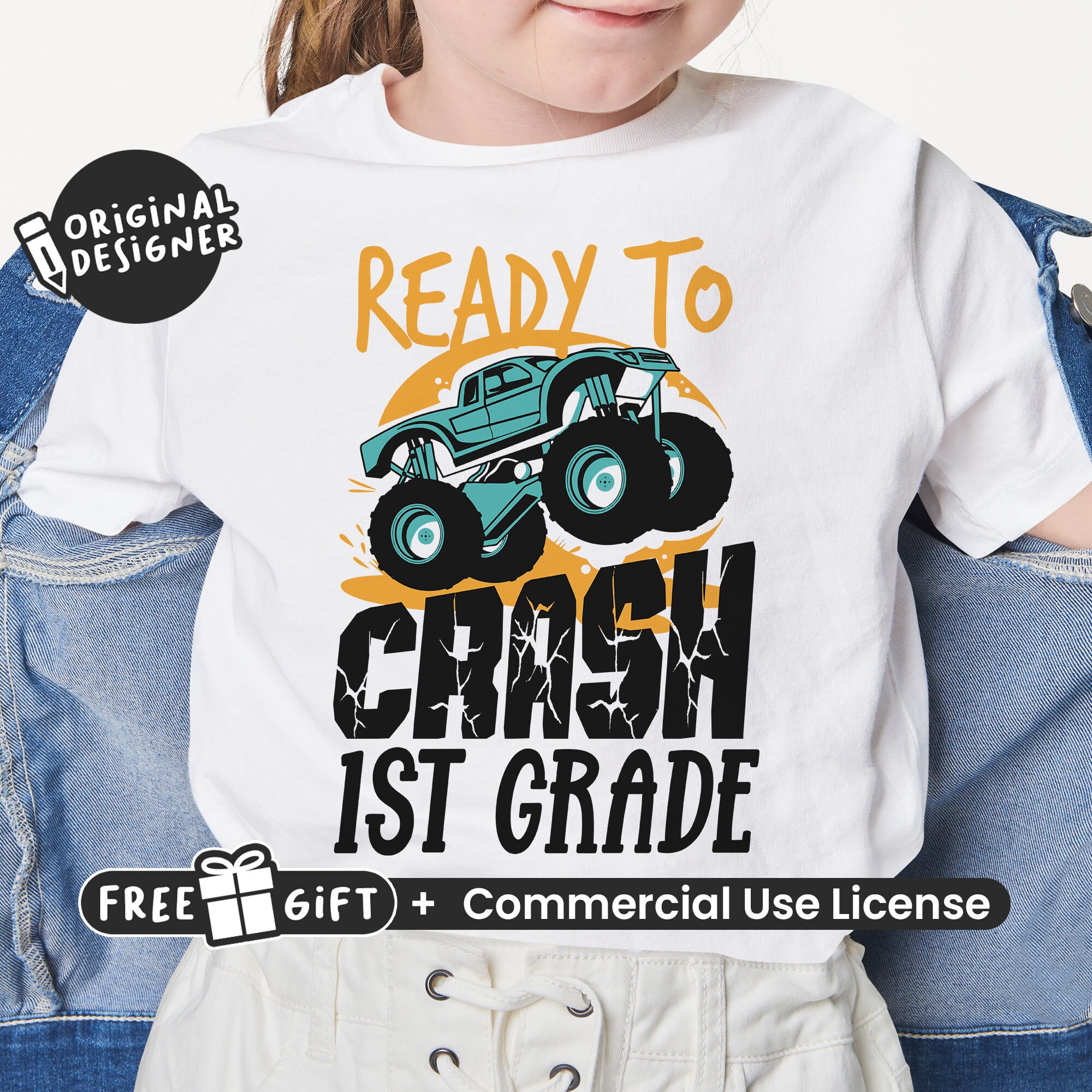 Ready to Crash First Grade Svg Png, Monster Truck Png, Boys Back to ...