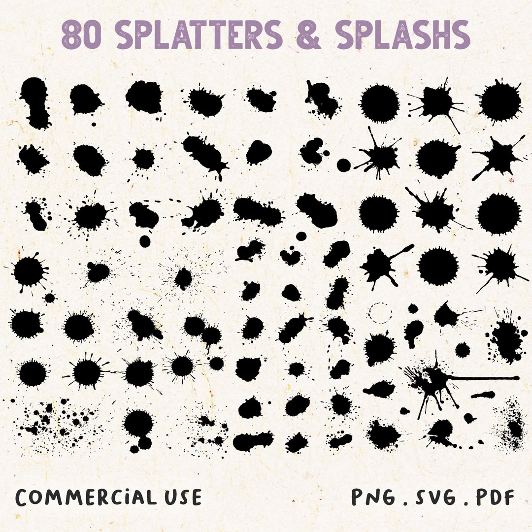 80 Big Paint Splatter SVG Bundle, Paint Splats Svg, Paint Svg, Clipart ...