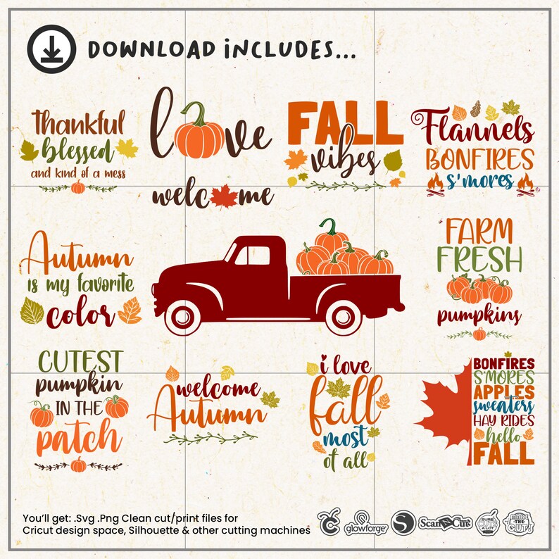 40 Fall SVG Bundle, Fall Svg, Autumn Svg, Thanksgiving Svg, Autumn ...