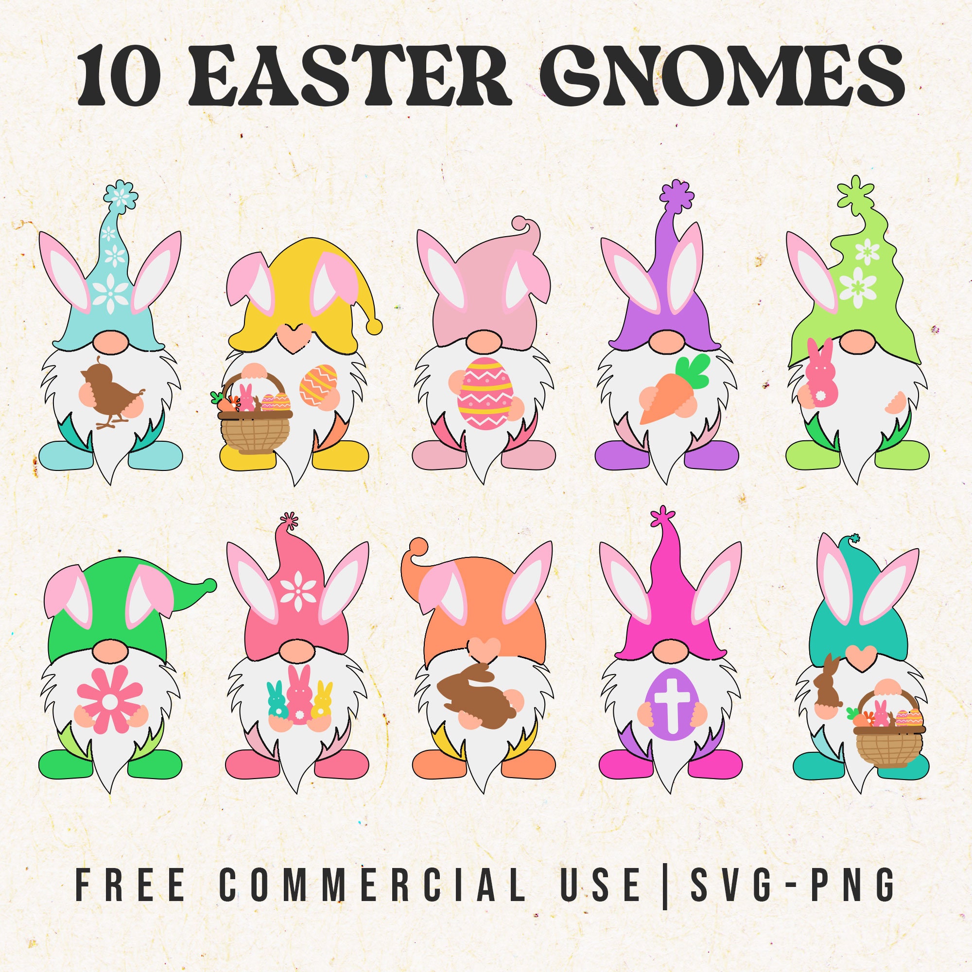 10 Easter Gnomes SVG PNG, Easter Svg Png, Happy Easter Gnomies, Gnome ...
