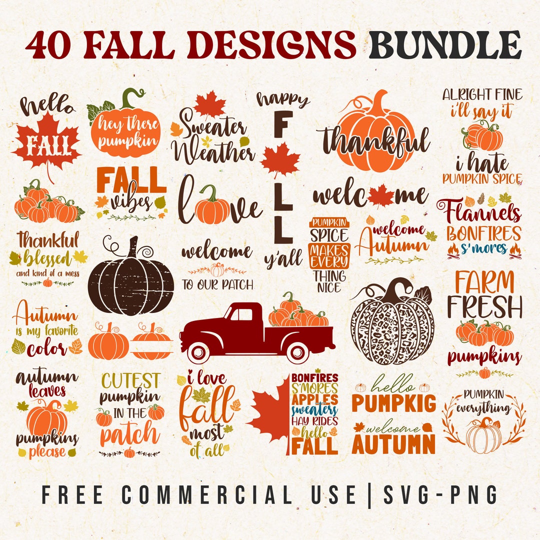 40 Fall SVG Bundle, Fall Svg, Autumn Svg, Thanksgiving Svg, Autumn ...